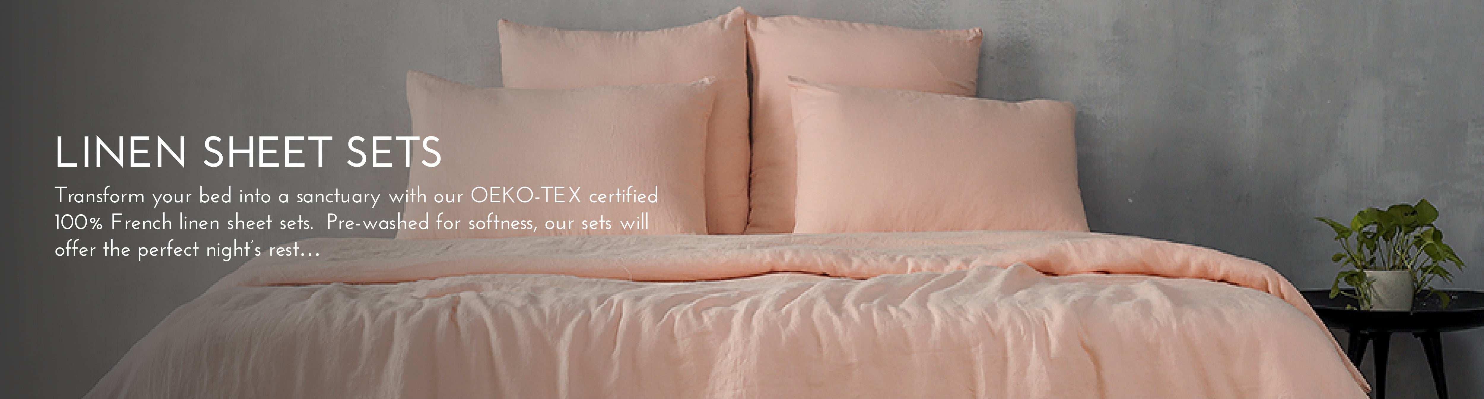 French Flax Linen Bed Sheet & Pillow Sets, Buy Online Bedding Combo ...